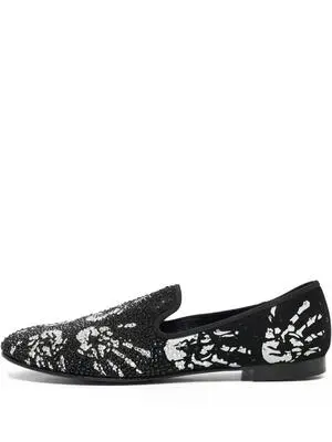GIUSEPPE ZANOTTI Crystal-embellished Loafers - Black