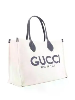 Gucci Logo Shopper Printed Canvas Medium Tote Bag