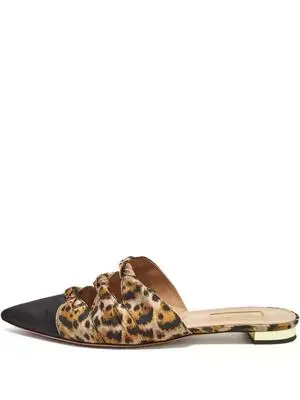 AQUAZZURA Leopard-print Mules - Black