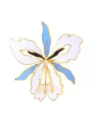 SUSAN CAPLAN 1980s Orchid Brooch - White