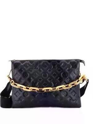LOUIS VUITTON Coussin Mm Crossbody Bag Monogram Embossed Lambskin - Black