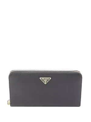 Prada 2013-2025 Saffiano Triangle Logo Wallet Long Wallets - Black