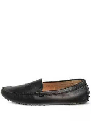 TOD'S Leather Penny Keeper Loafers - Black