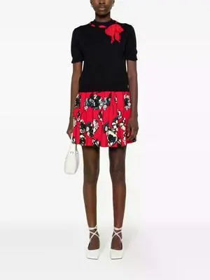 Miu Miu 2000s Floral-print Pleated Miniskirt