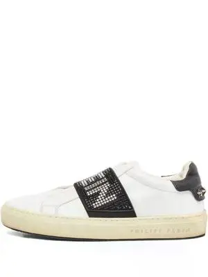 Philipp Plein Crystal-embellished Leather Sneakers