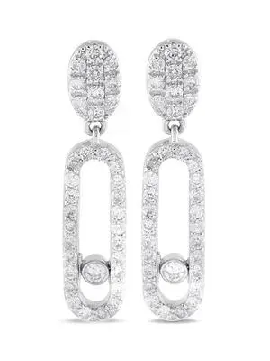 LB EXCLUSIVE 14k White Gold Diamond Drop Earrings - Silver