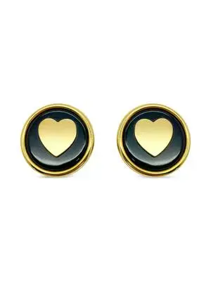 JENNIFER GIBSON JEWELLERY 1980s Moschino Heart Clip-on Earrings - Gold