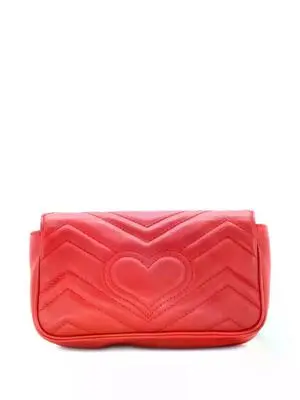 Gucci Gg Marmont Flap Bag Matelassé Leather Super Mini Crossbody Bag - Red