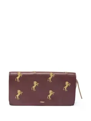 Chloé Embroidered Horse-motif Wallet - Red