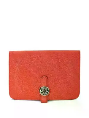 Hermès Dogon Leather Compact Wallet - Orange