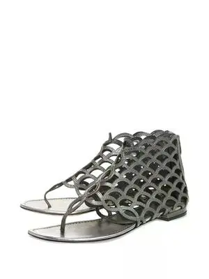 SERGIO ROSSI Scalloped Leather Sandals