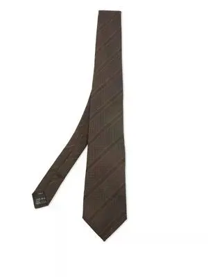 Dolce & Gabbana Striped Silk Tie - Brown