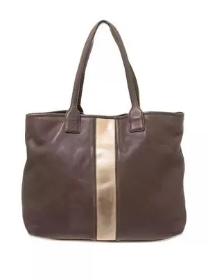 Tory Burch Striped Leather Tote Bag