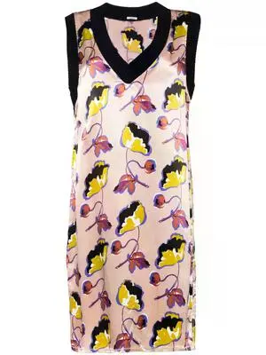 Miu Miu V-neck Floral Print Dress