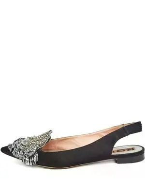 Rochas Vintage Beaded Slingback Ballet Flats