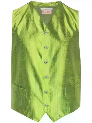 ROMEO GIGLI 1990s Striped Silk Vest - Green