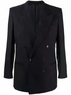 Pierre Cardin 1990s Peak Lapels Double-breasted Blazer - Blue