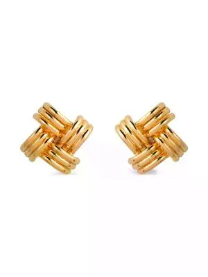 SUSAN CAPLAN 1980s Intertwined Clip-on Earrings - Gold