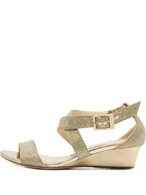 JIMMY CHOO 40mm Glitter Wedge Sandals