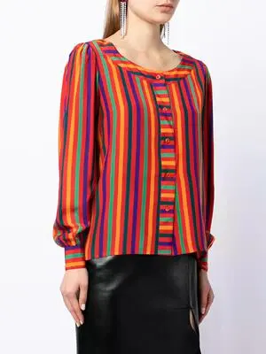 Saint Laurent 1991 Rive Gauche Striped Silk Blouse
