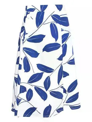Marni Leaf-print Wrap Midi Skirt - White