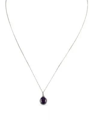 LB EXCLUSIVE 14k White Gold Diamond And Amethyst Necklace - Silver