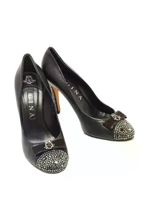 GINA 110mm Crystal-embellished Leather Pumps