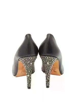 GINA 110mm Crystal-embellished Leather Pumps