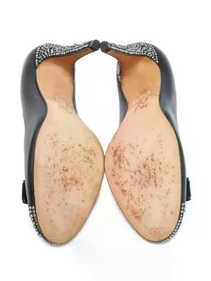 GINA 110mm Crystal-embellished Leather Pumps