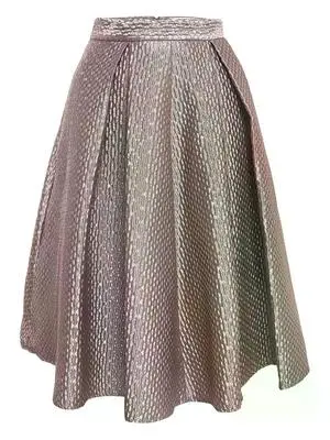 SELF-PORTRAIT Pleated Metallic Midi Skirt