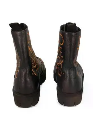 Moschino 40mm Lettering-embroidered Leather Boots