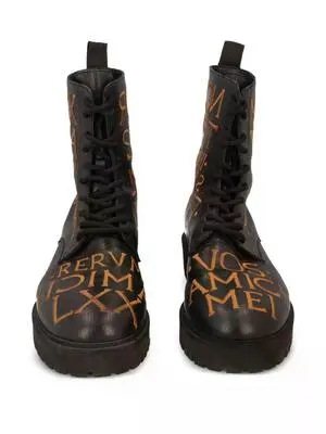 Moschino 40mm Lettering-embroidered Leather Boots