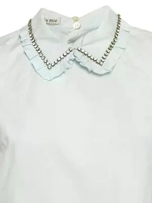 Miu Miu Ruffled Embellished-collar Top