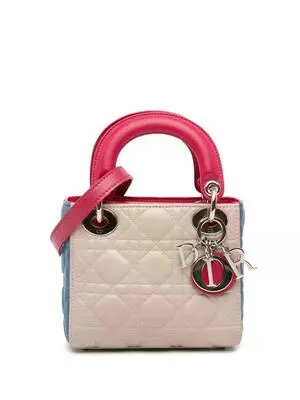 Dior Mini Tricolor Lambskin Cannage Lady Satchel - Brown