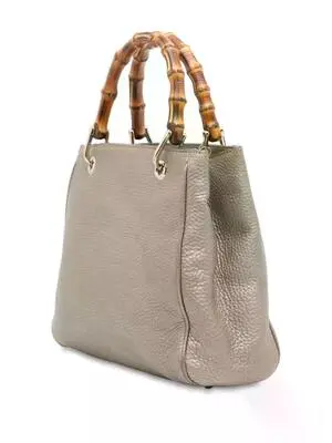 Gucci Small Calfskin Bamboo Shopper Satchel - Gold