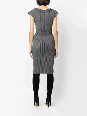 Dior 2010 Belted Knitted Houndstooth Dress