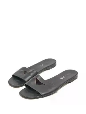Prada Leather Triangle Slide Sandals