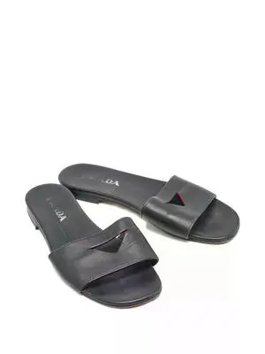 Prada Leather Triangle Slide Sandals