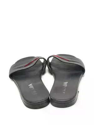 Prada Leather Triangle Slide Sandals