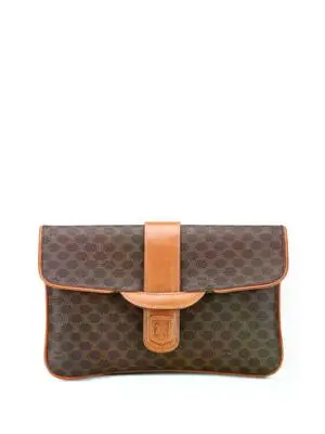 Celine 20th Century Macadam Coated Canvas Clutch