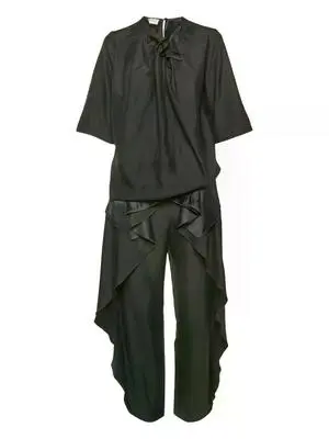 Stella McCartney 2023 Ruffled Sateen Jumpsuit - Black