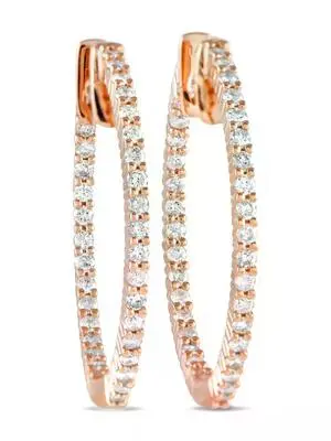 LB EXCLUSIVE 14k Rose Gold Diamond Inside-out Hoop Earrings - Pink