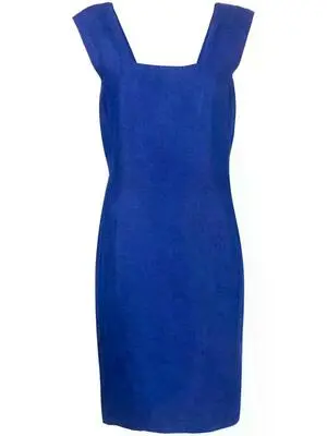 Versace 1970s Sleeveless Linen Dress - Blue