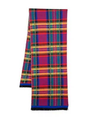 Saint Laurent 1980s Tartan-check Wool Scarf - Blue