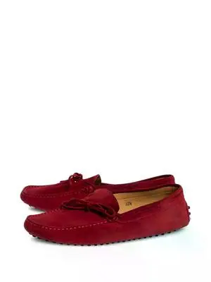 TOD'S Suede Moccasin Loafers - Red
