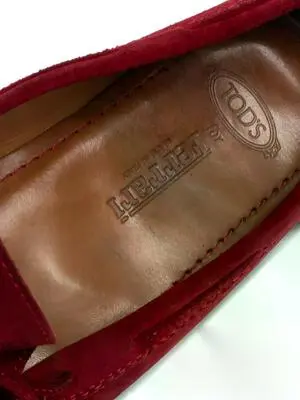 TOD'S Suede Moccasin Loafers - Red