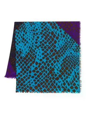 Saint Laurent 1980s Snakeskin Print Silk Scarf - Brown