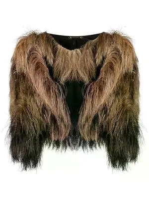 Gucci 2010s Two-tone Feather Sleeve Top