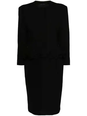 Versace 1990s Ruffle-detail Skirt Suit - Black