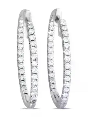 LB EXCLUSIVE 14k White Gold Diamond Hoop Earrings - Silver